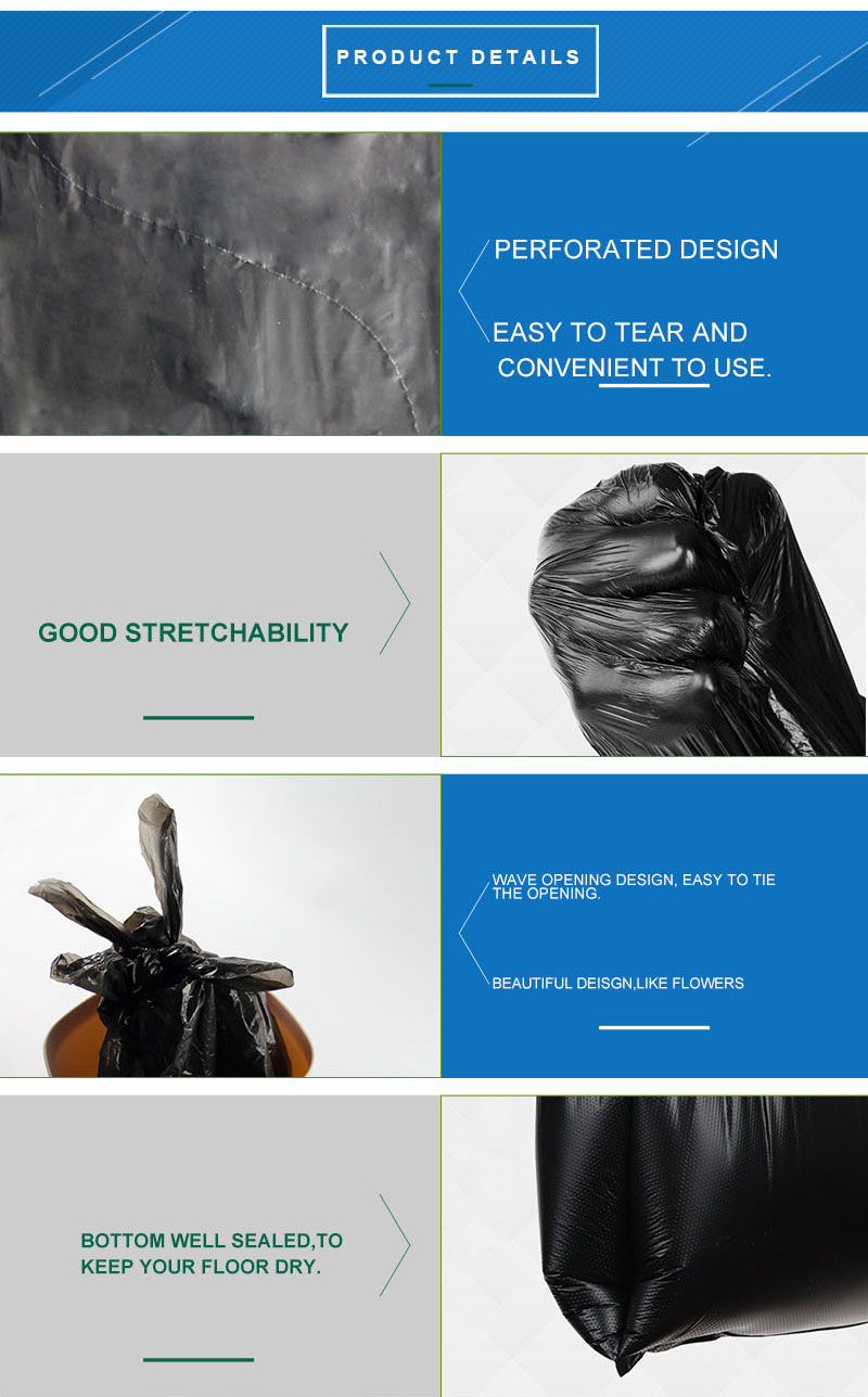 Wholesale Wave Top LDPE Plastic Trash Bag Flap Tie Large Garbage Bag ...